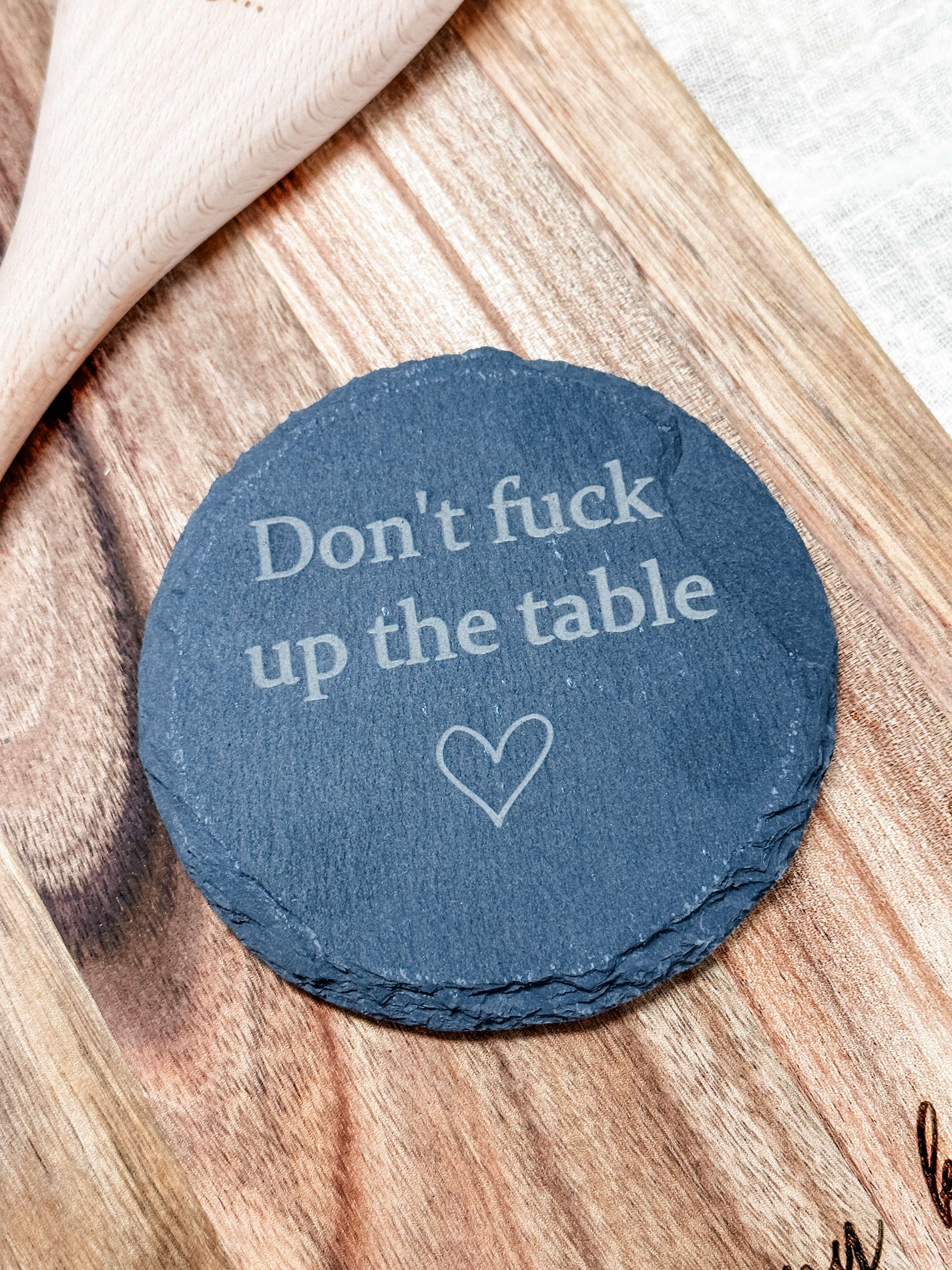 Engraved Cutting Board, Coaster, + Spoon Gift Set - Kitchen Humor ...