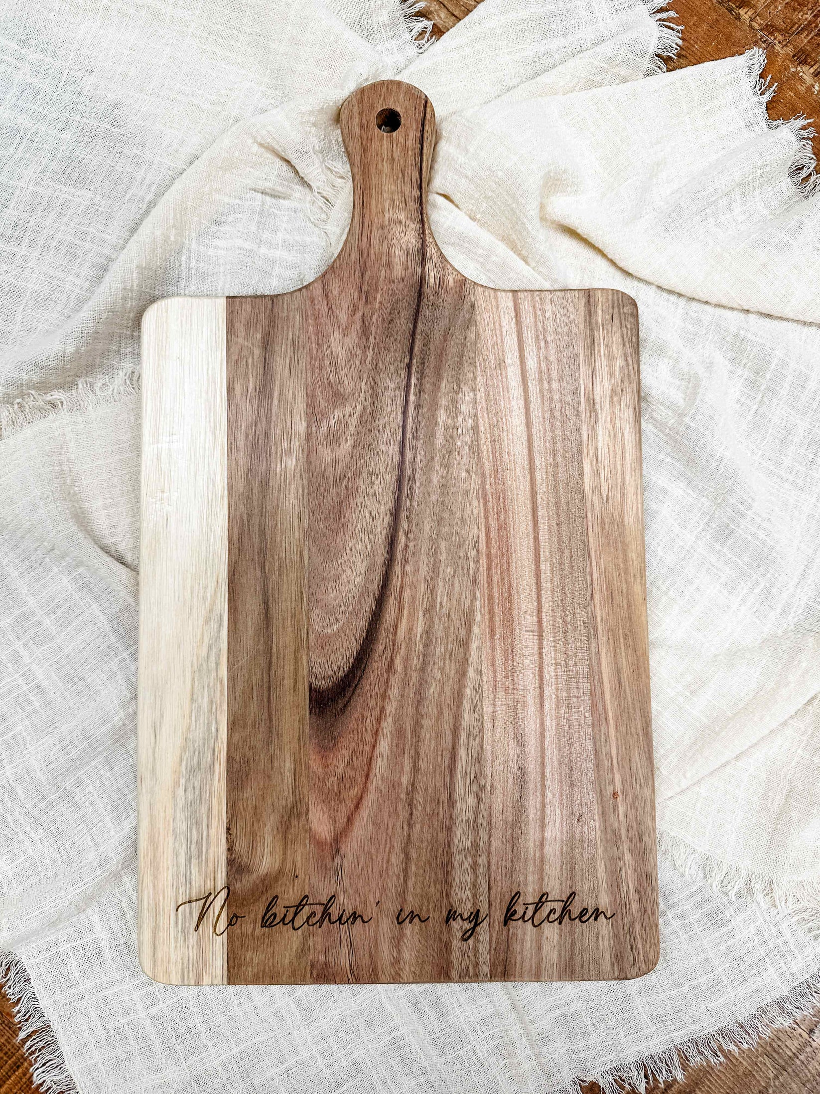 Engraved Cutting Board, Coaster, + Spoon Gift Set - Kitchen Humor ...